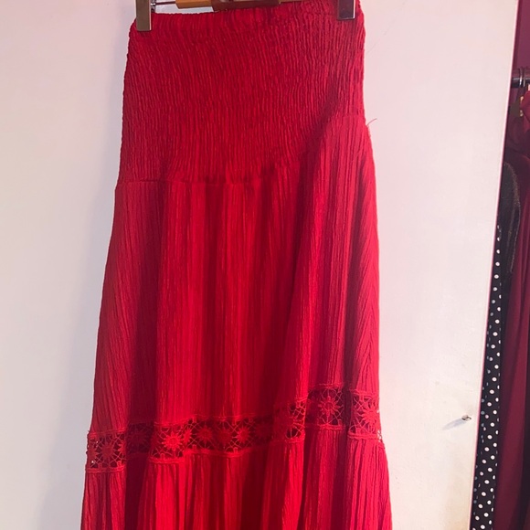 SHEIN | Dresses | Shein Strapless Red Dress | Poshmark